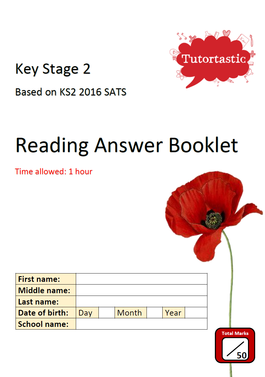 KS2 SATS Reading Paper Remembrance Themed