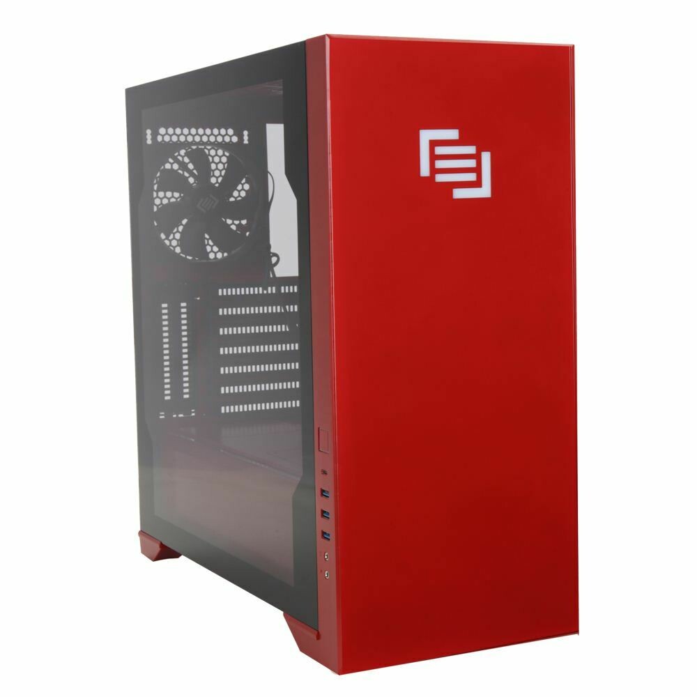 MAINGEAR Vybe RGB Tempered Glass ATX Mid-Tower Computer Case - Red