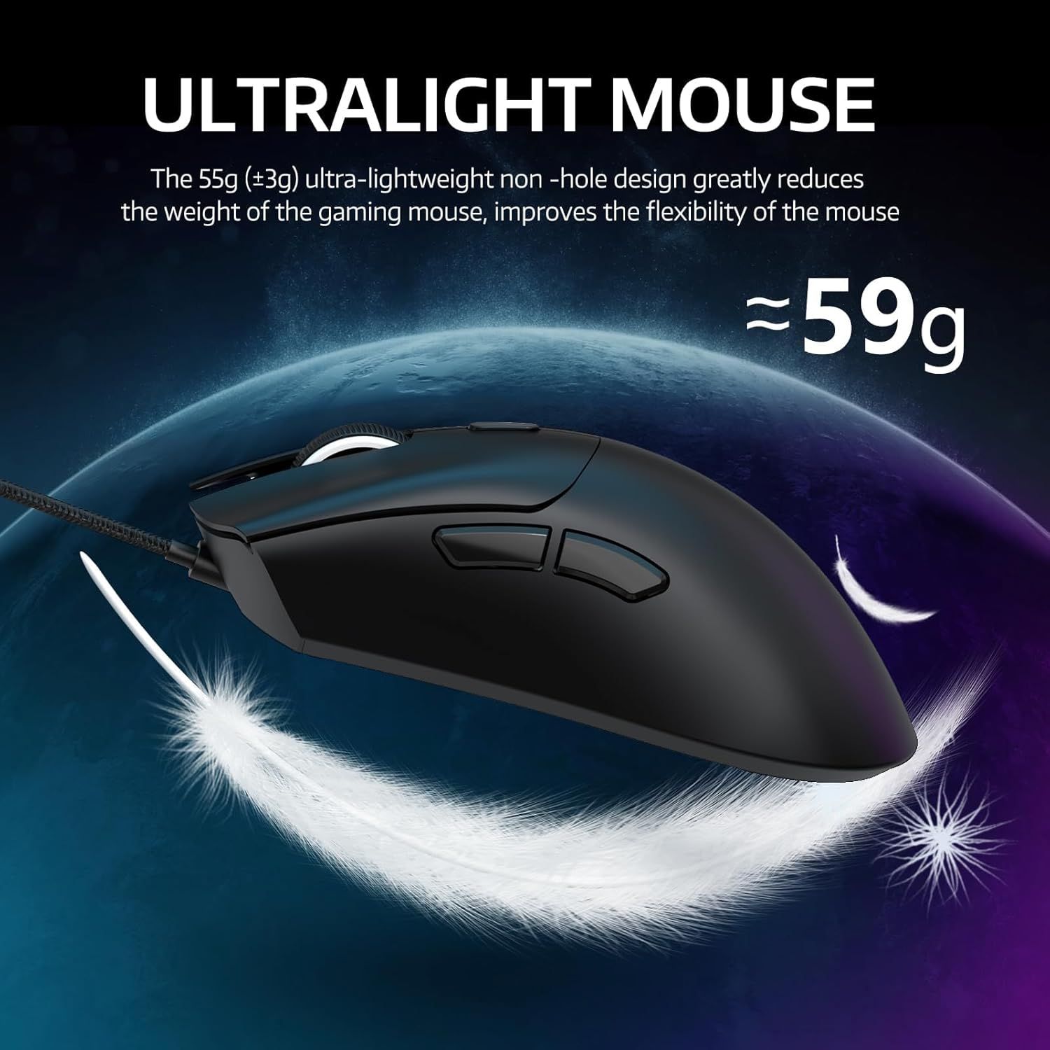 ATTACK SHARK R1 Wireless Gaming Mouse,Tri-Mode Connection (2.4G/Wired ...