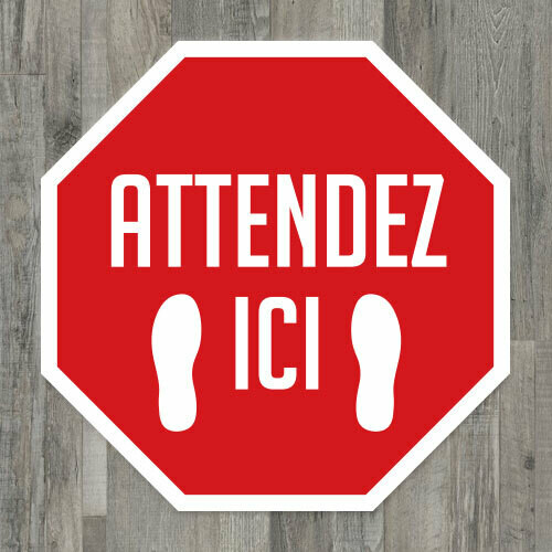 AUTOCOLLANT ATTENDEZ ICI