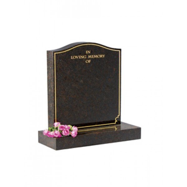 EC36 Ogee headstone in an attractive deep brown granite with a plain ...