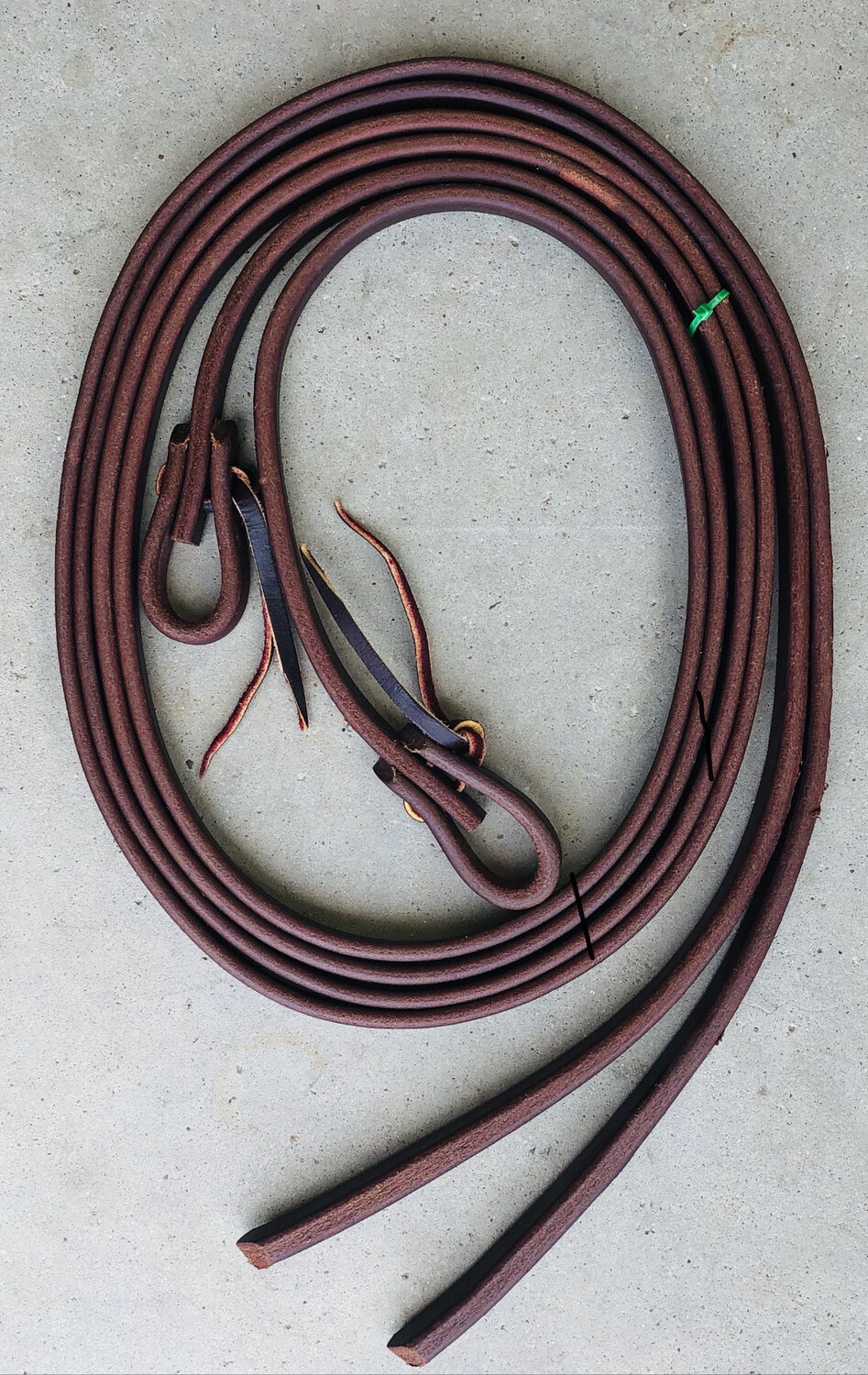 Premium Leather Split Reins with Water Loop Closure Weighted Bit Ends ...