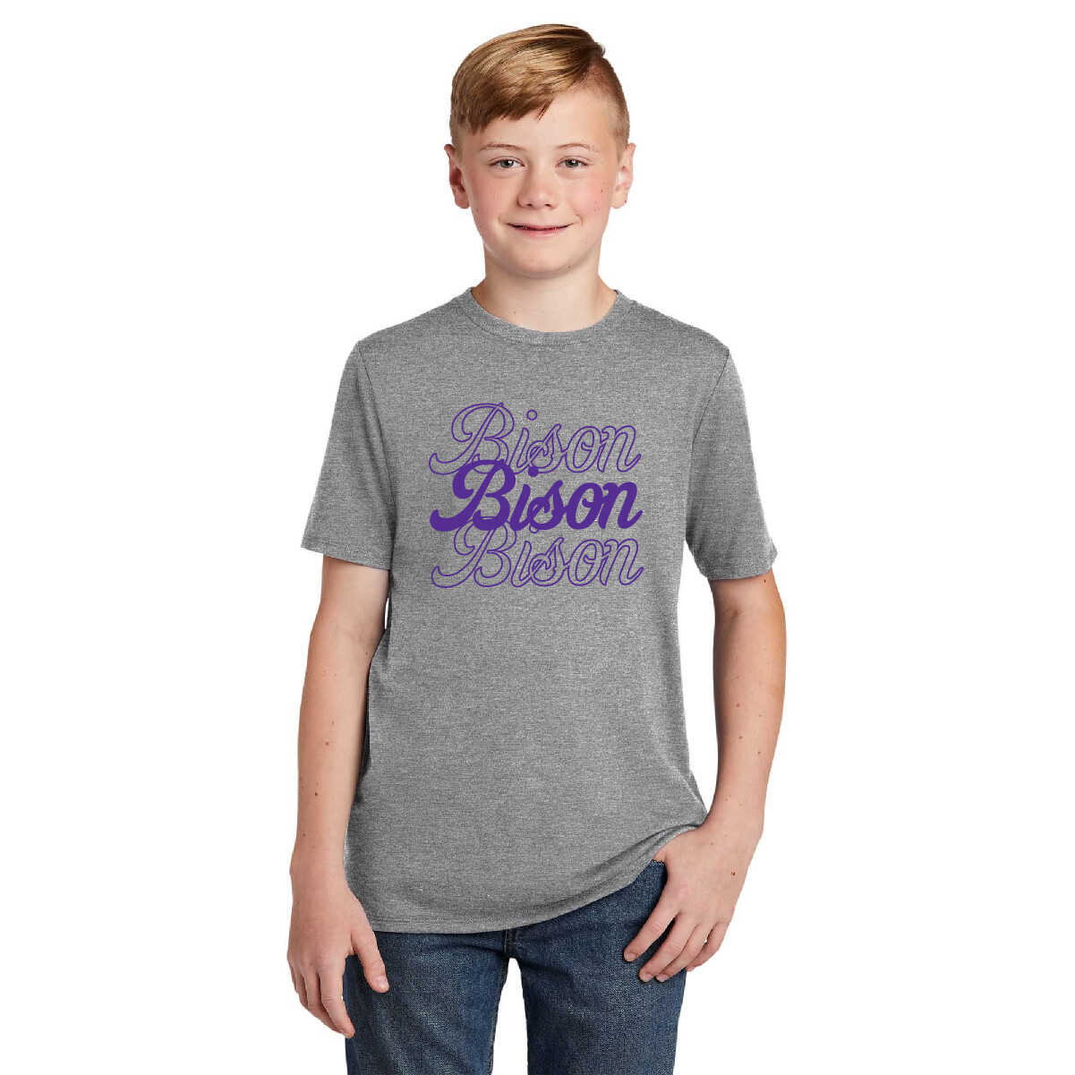 Bison Bison Bison District Youth Perfect Tri Tee - DT130Y - Grey Frost
