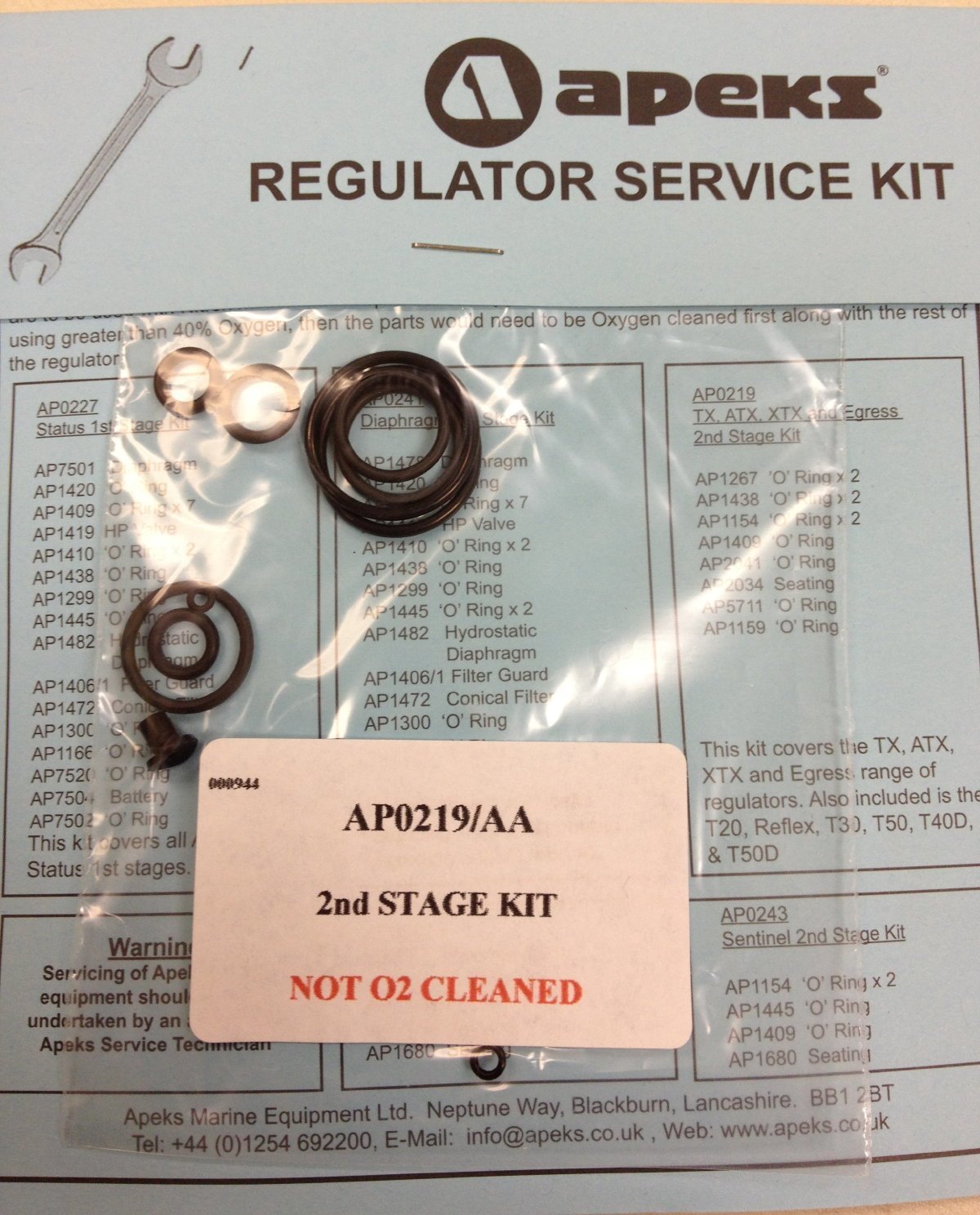 Apeks Scuba Regulator 2nd Stage Kit AP0219/AA