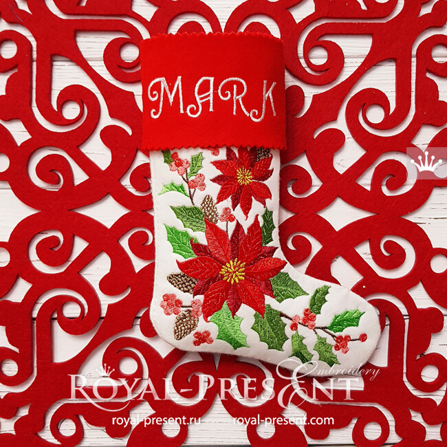 ITH Machine Embroidery Design Christmas Sock with cuffs - 4 sizes ...