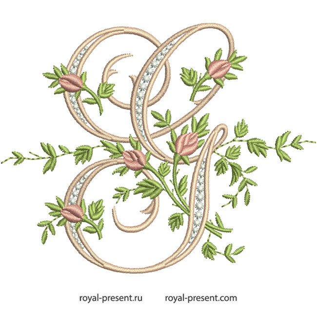 Monogram G with roses Machine Embroidery Design | Royal Present ...