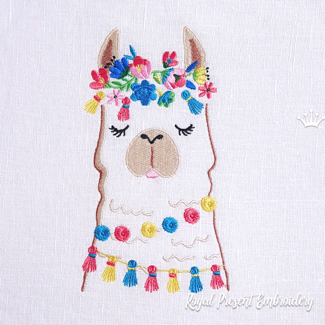 Alpaca Head Machine Embroidery Design - 3 sizes | Royal Present ...