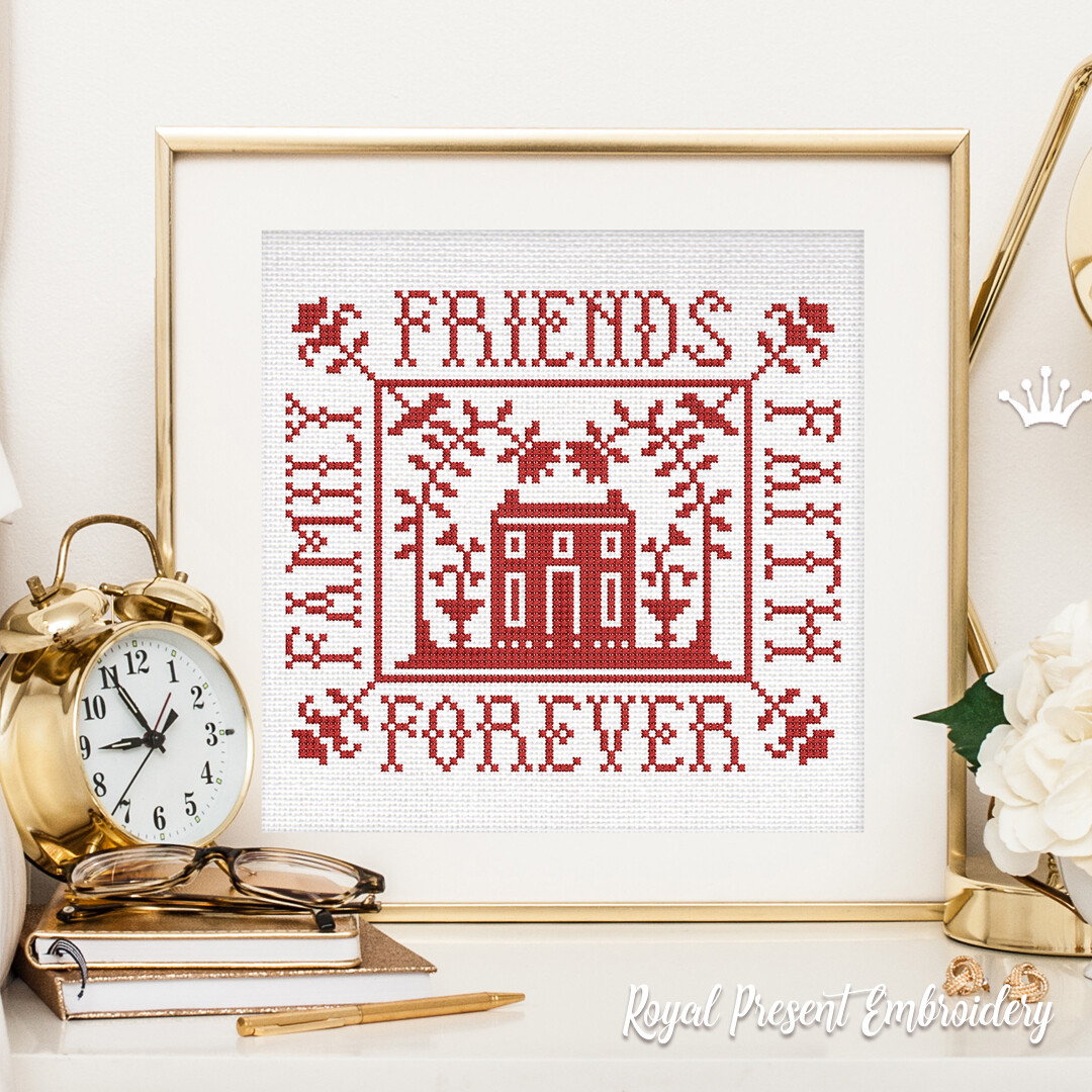 One-Color House Cross-stitch Machine Embroidery Design - 3 sizes ...
