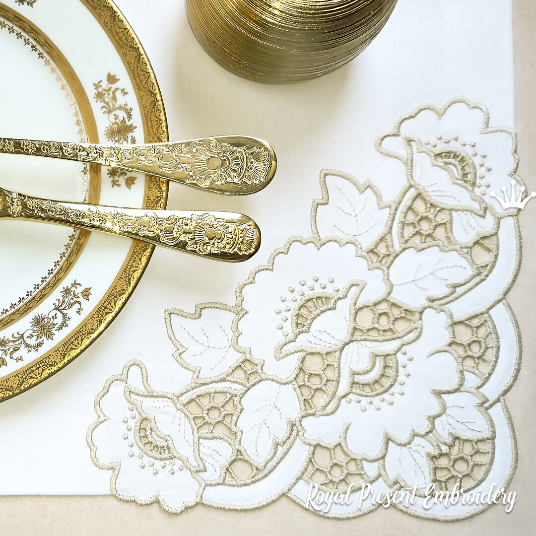 Richelieu Corner Machine Embroidery Design | Royal Present Embroidery ...