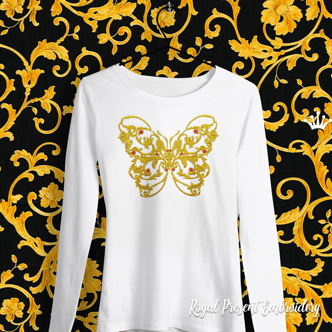 Butterfly Versace style Machine Embroidery Design | Royal Present ...