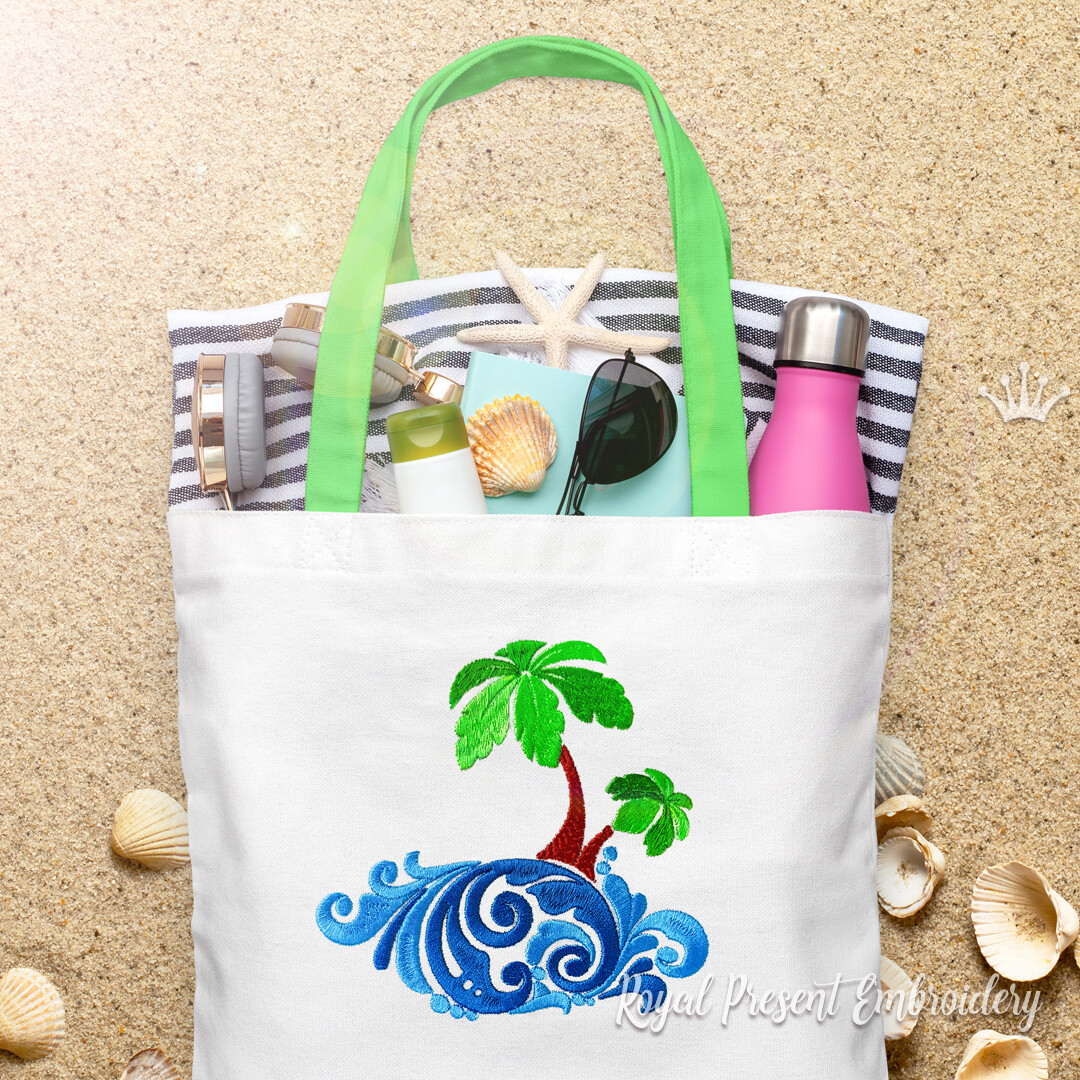 Ornate Tropical Island Machine Embroidery Design - 5 sizes | Royal ...