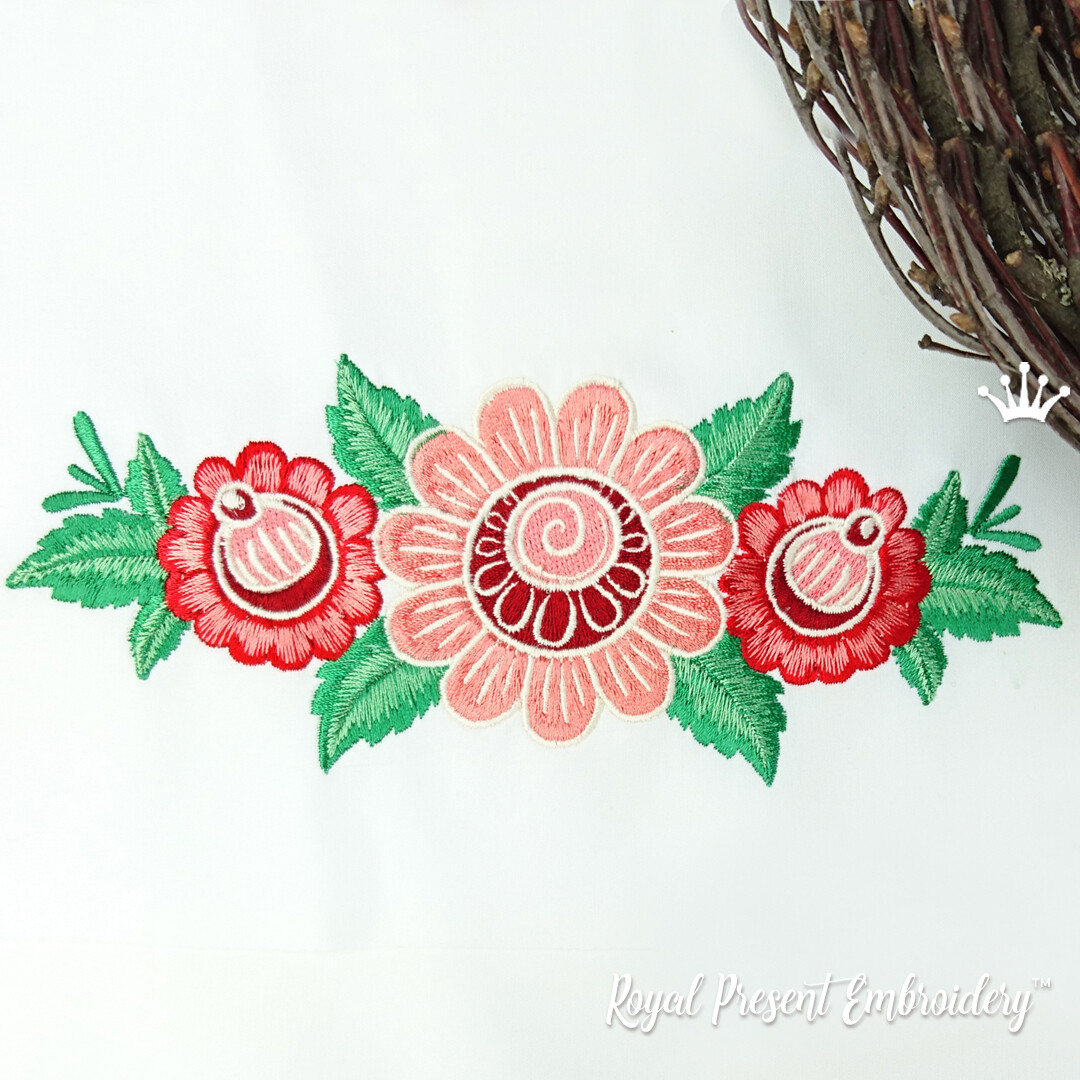 Russian Folk Flowers Machine Embroidery Design - 2 sizes | Royal ...