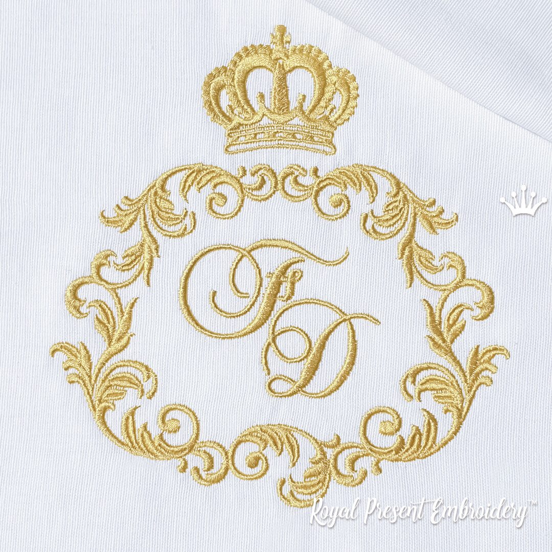 Classic monogram frame with crown Machine Embroidery Design - 4 sizes ...