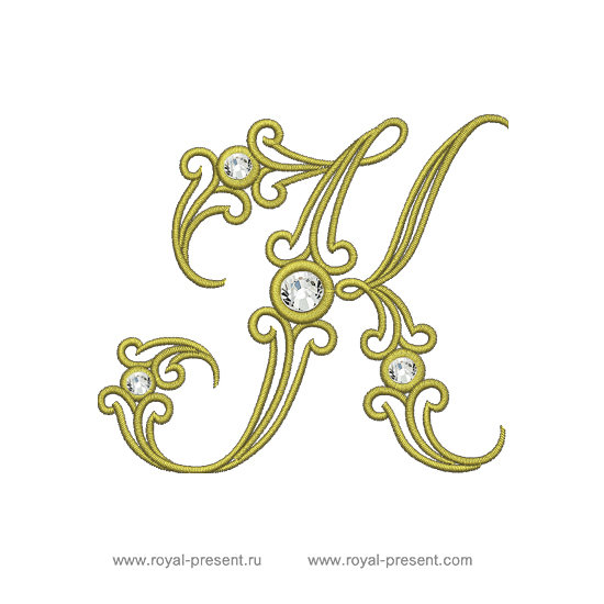 Machine Embroidery Design Vintage letter K | Royal Present Embroidery ...