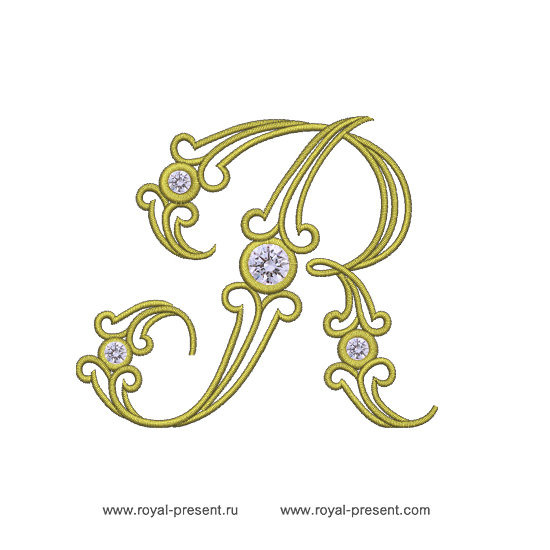 Machine Embroidery Design Vintage letter R | Royal Present Embroidery ...