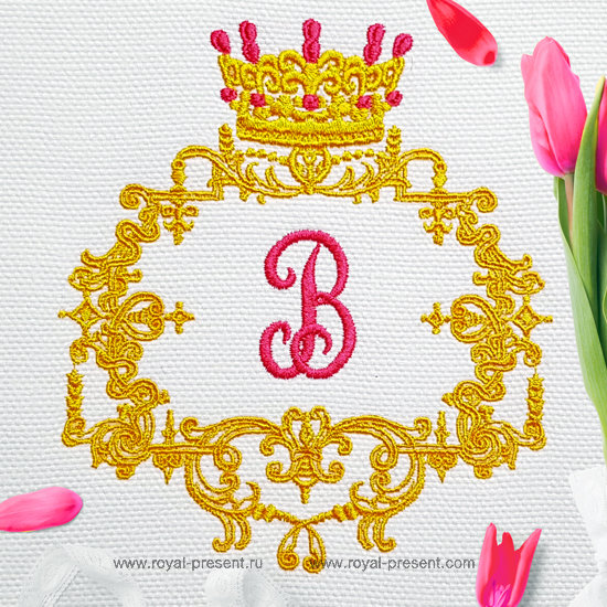 Royal monogram frame Embroidery Design - 3 sizes | Royal Present ...