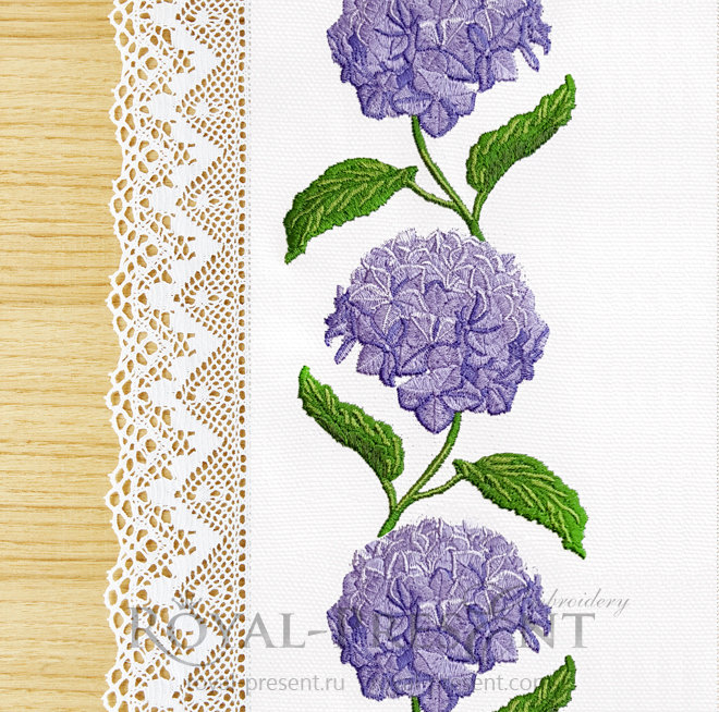 Hydrangea border Machine Embroidery Design | Royal Present Embroidery ...