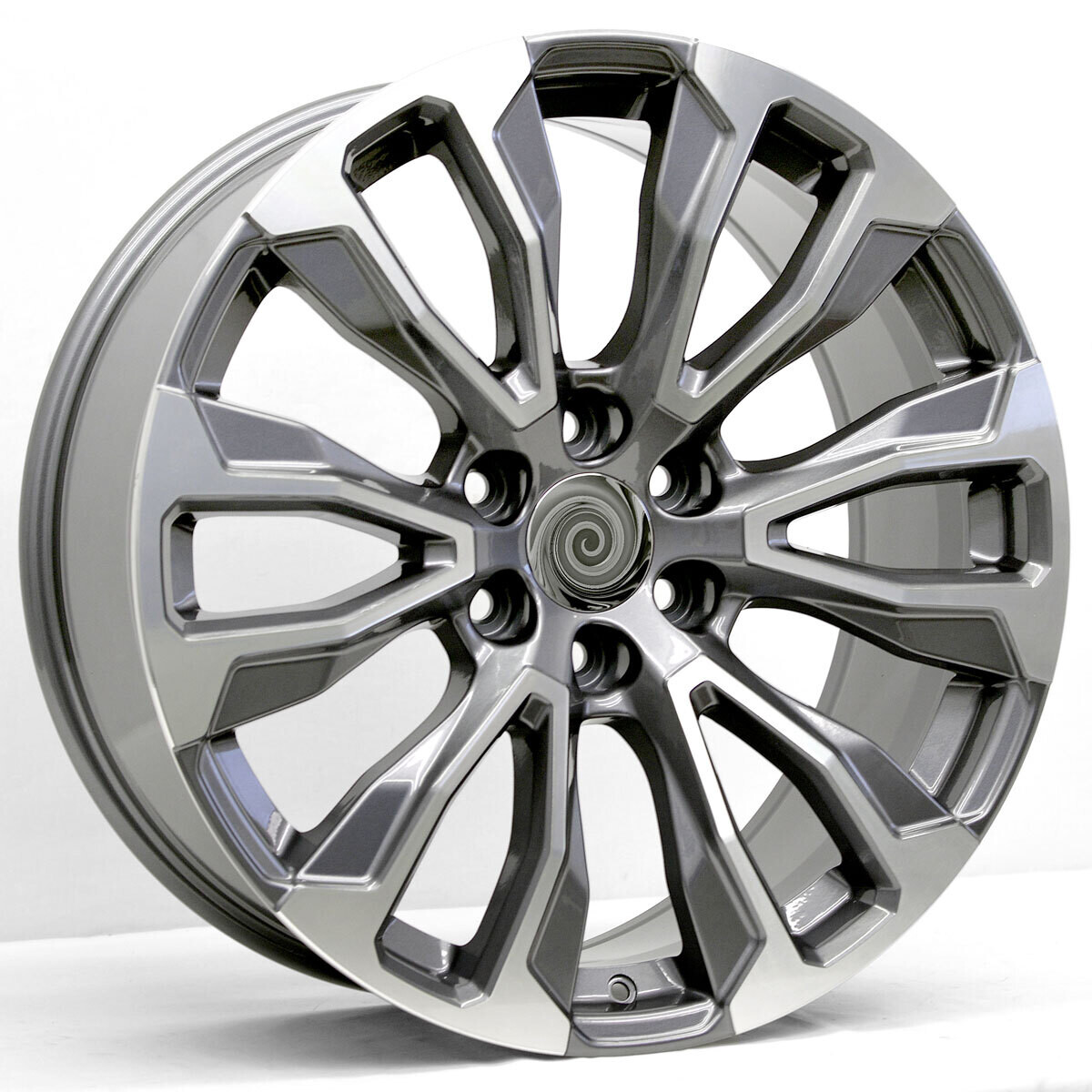 22x9 Denali 12 Spoke Style Replica, Gunmetal with Machined Face