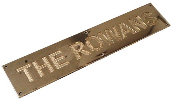 Polished brass name plate 400mm x 60mm with up to 10 letters or numbers ...