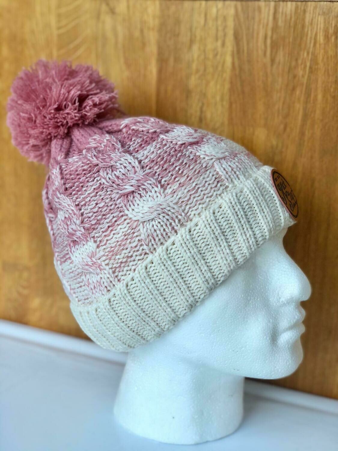 Kickstart Ombre Bobble Hat (Dusky Pink/Off White)
