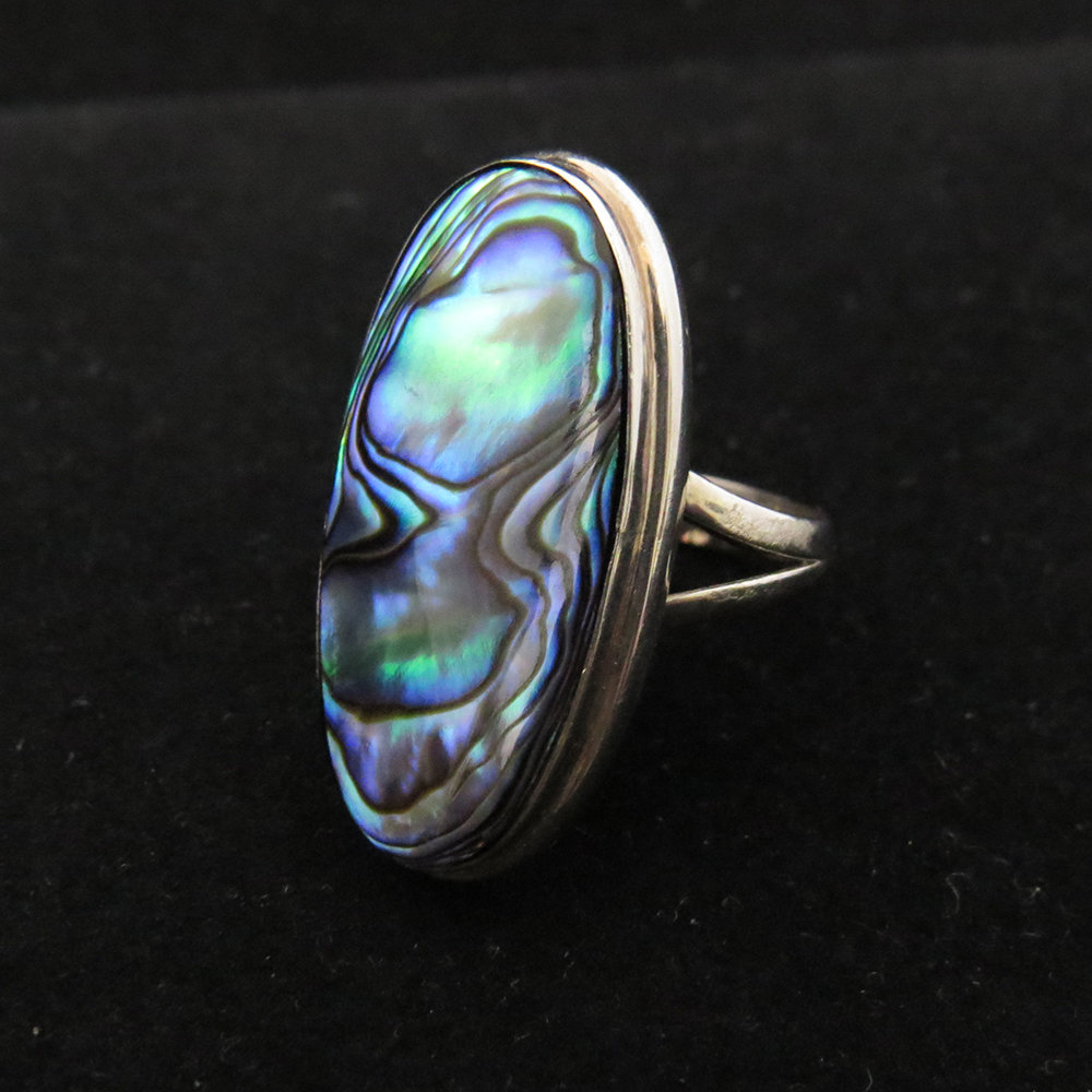 Sterling Silver Oval Abalone Ring | Jinja Jewelry