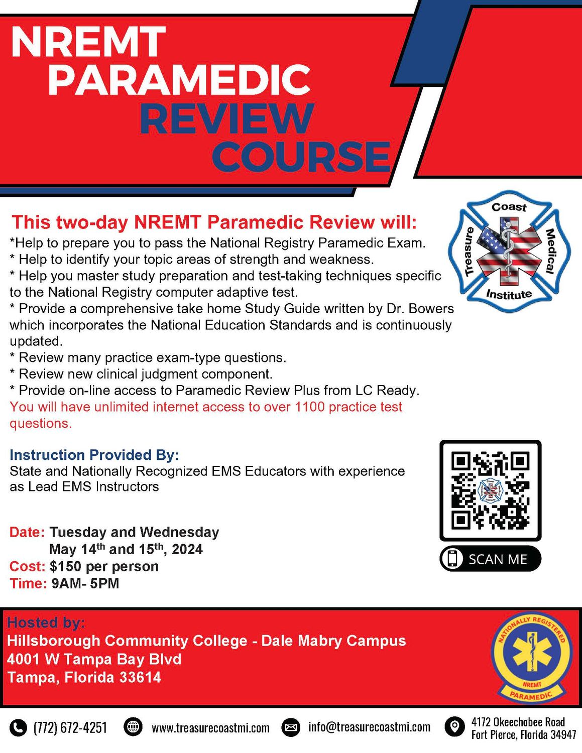 NREMT Paramedic May 14th and 15th Tampa