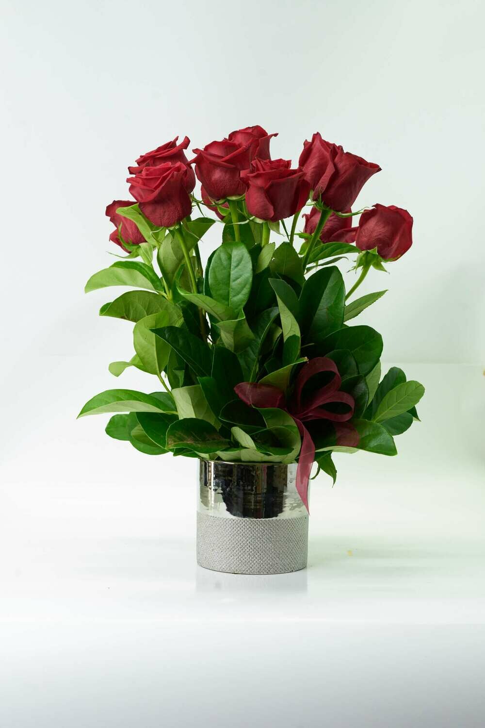 12 Red Roses in ceramic pot