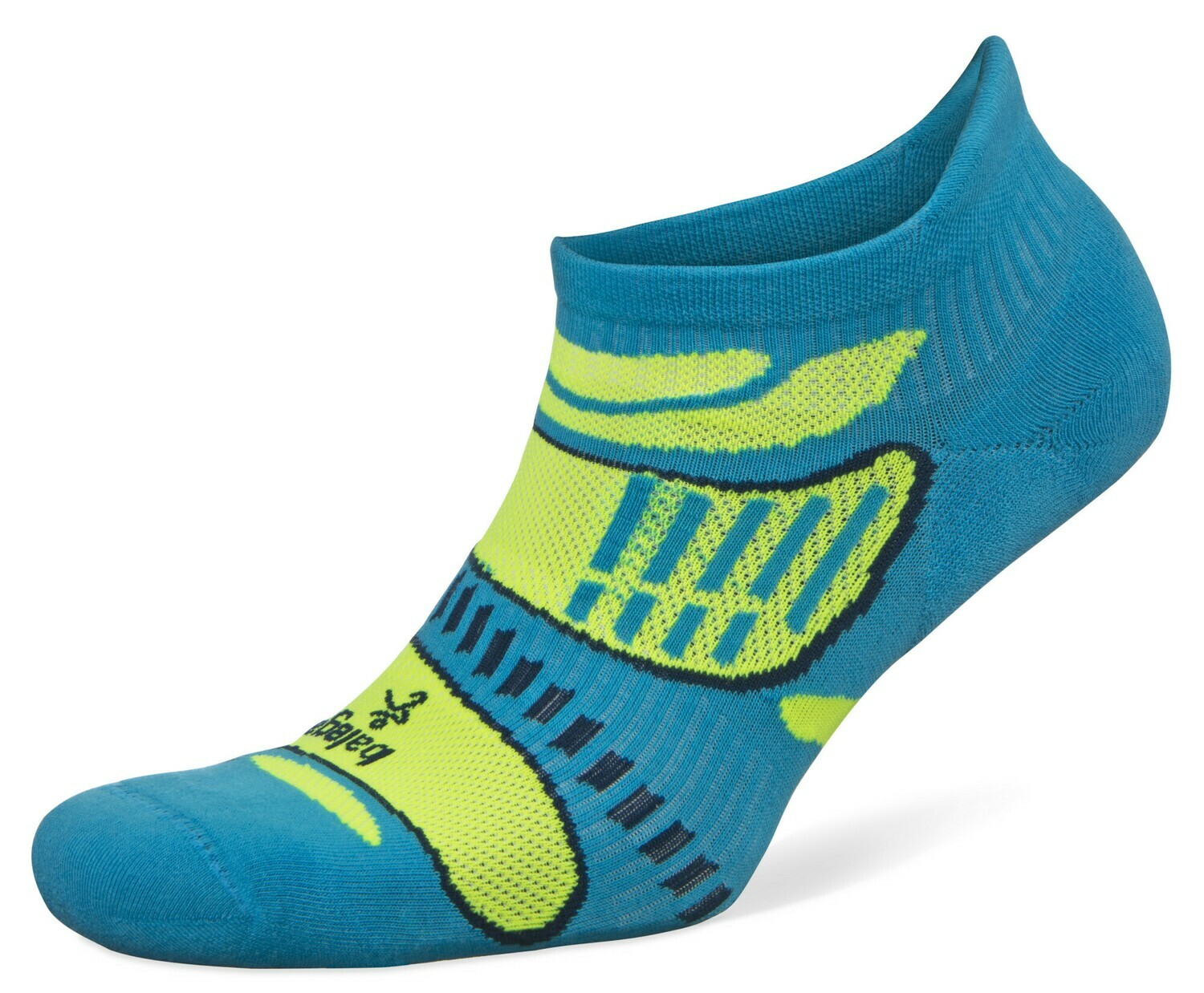 Ultra Light No Show Technical Running Sock - Blue/Lime