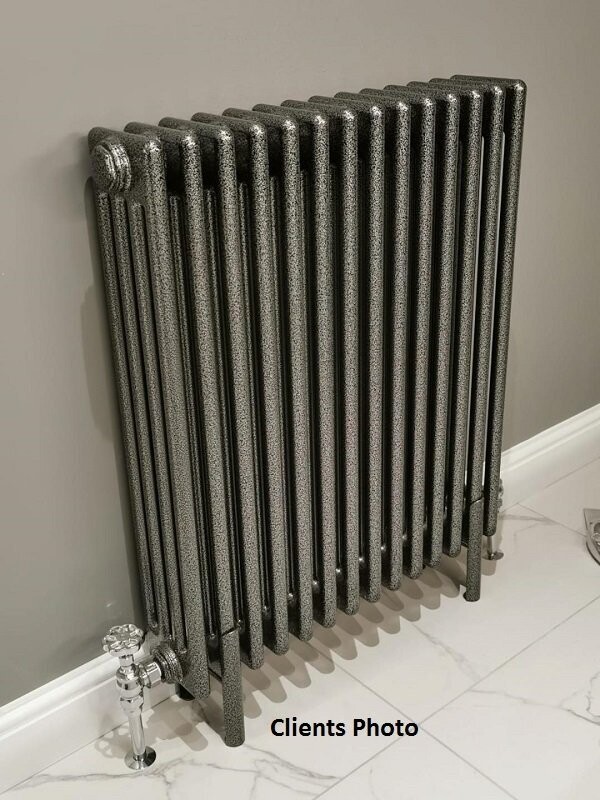 Hammered Black & Silver Column Radiators