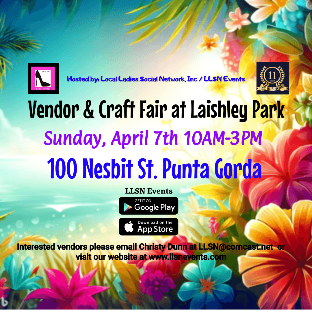 Spring Vendor & Craft Fair at Laishley Park, Punta Gorda- Sun April 7th