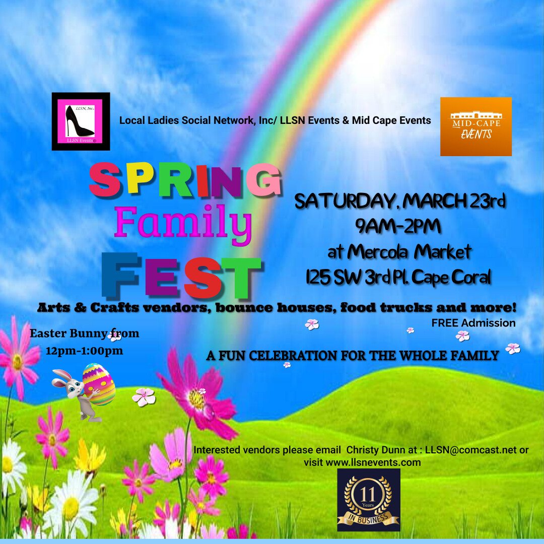 Spring Family Fest at Mercola Market Sat, March 23rd- Cape Coral