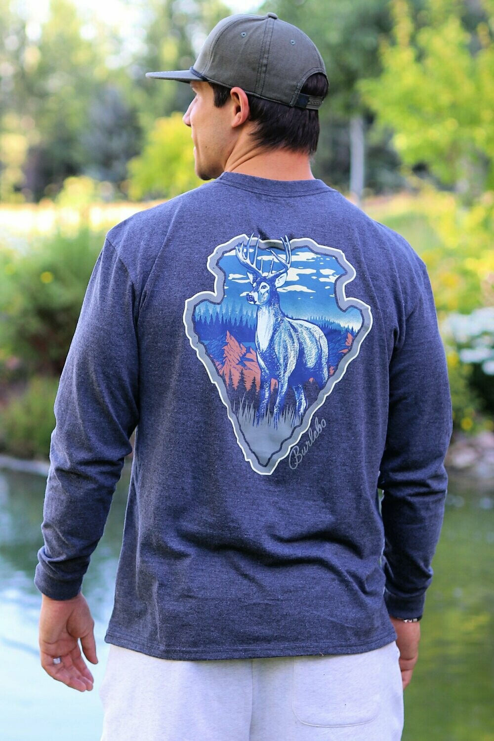 Burlebo Men's Long Sleeve Arrowhead Deer Tee