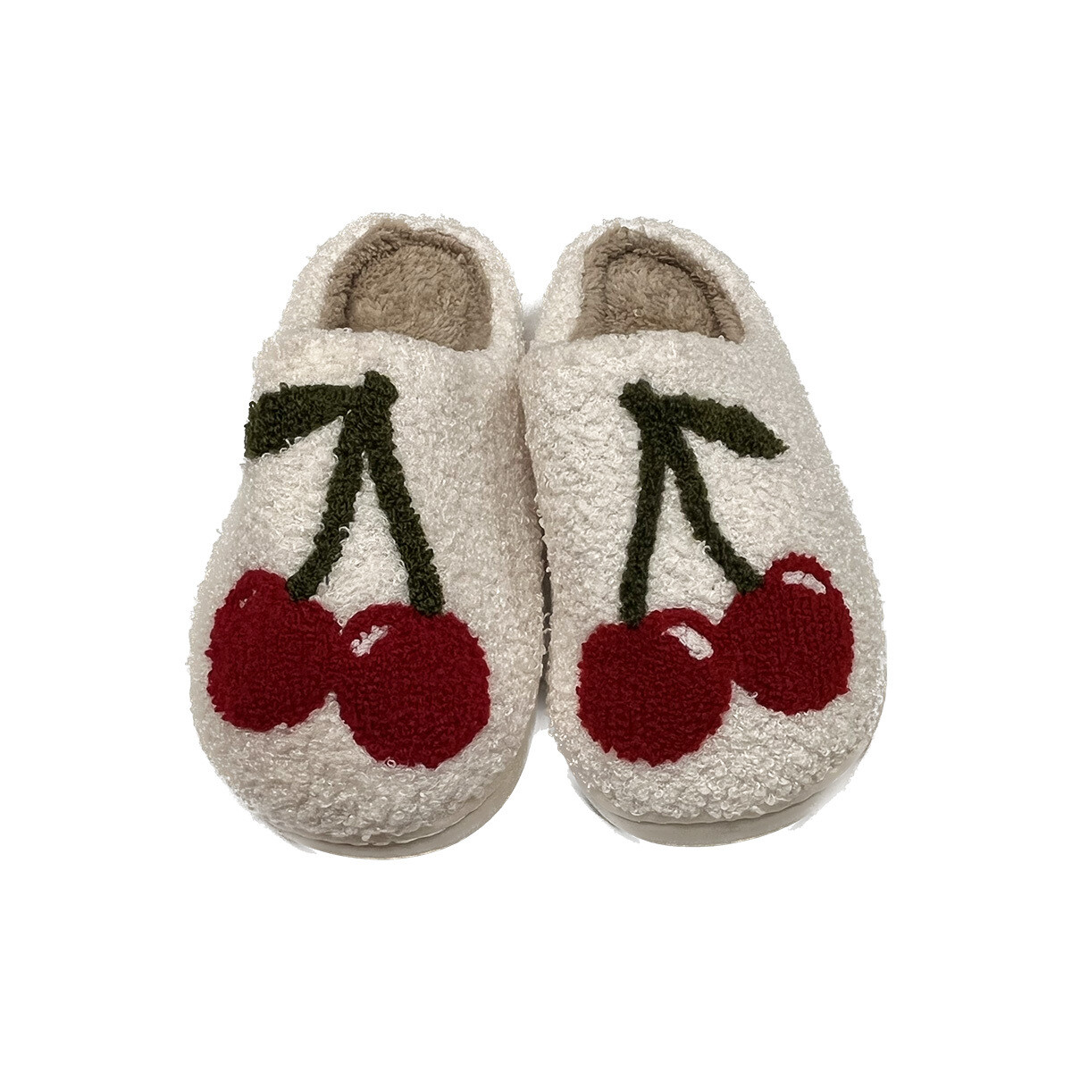 Cherry Slippers - White