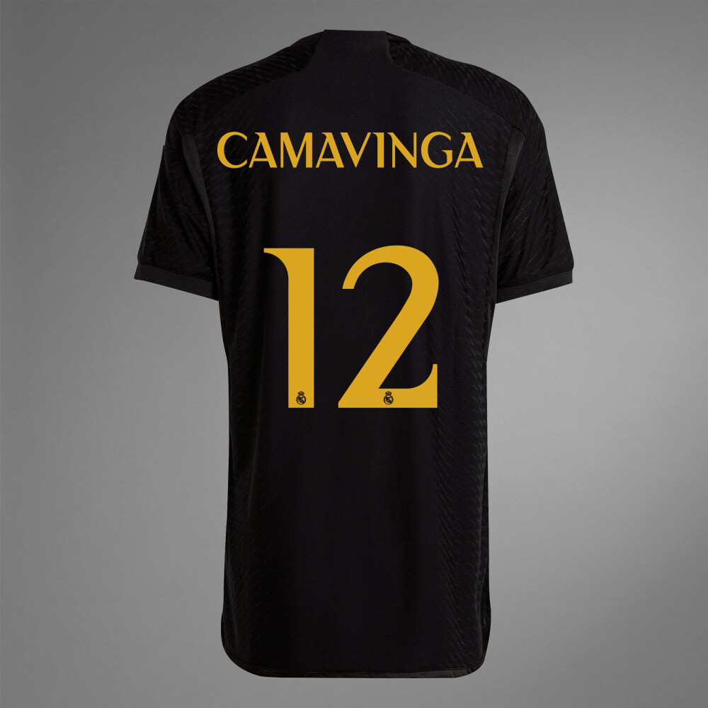 Real Madrid Third Eduardo Camavinga #12 Black Jersey Kit 2023/2024 ...