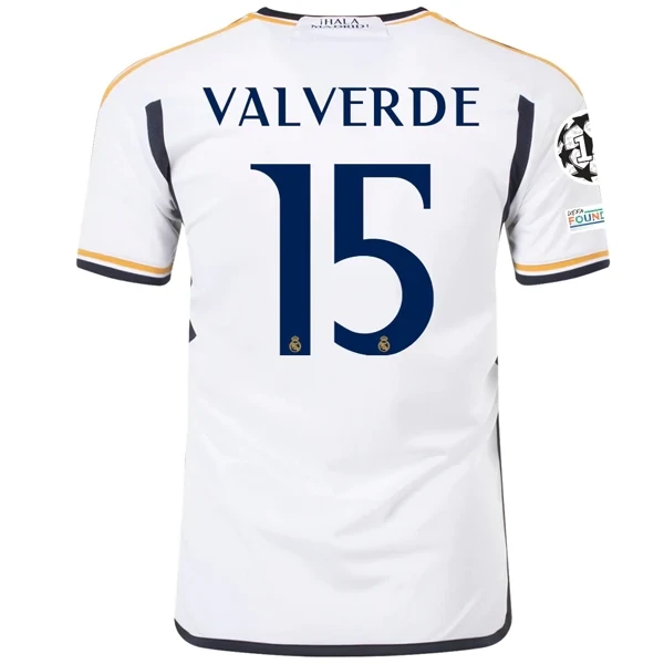 Real Madrid Federico Valverde Home Jersey 2023/2024 With Champions ...