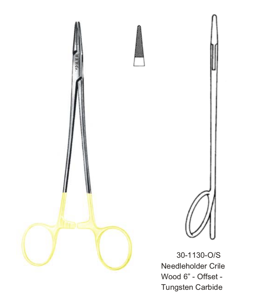 NEEDLE HOLDER - CRILE-WOOD-6"-O/S RNG