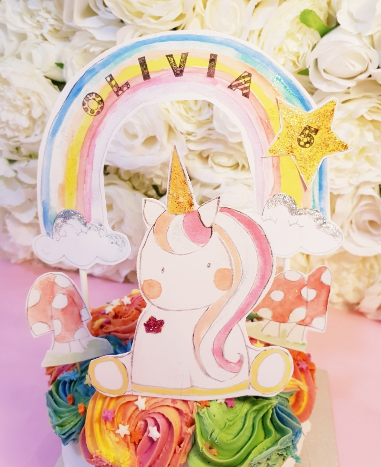 Unicorn cake topper set