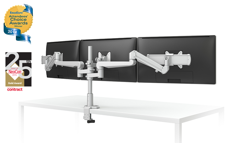 EVOLVE-Series Triple Monitor arm w/ 3 Fixed Limbs with Motion Slide ...