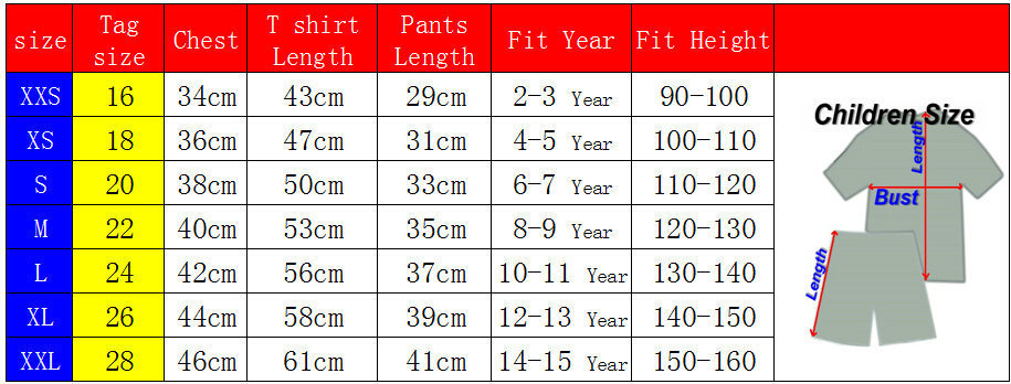 Tabella taglie bambino/ragazzo
