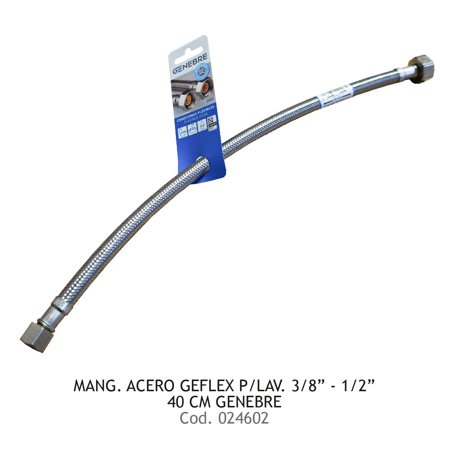 MANG. ACERO GEFLEX P/LAV. 3/8" - 1/2" 40 CM GENEBRE