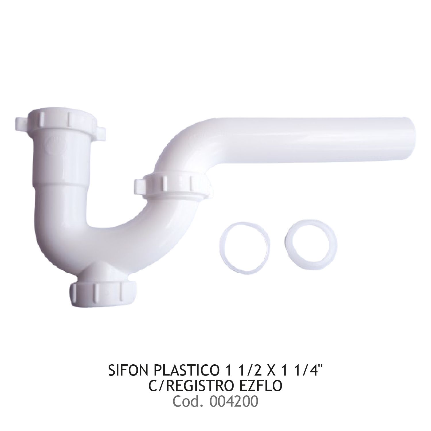 SIFON PLASTICO 1 1/2 X 1 1/4" C/REGISTRO EZFLO