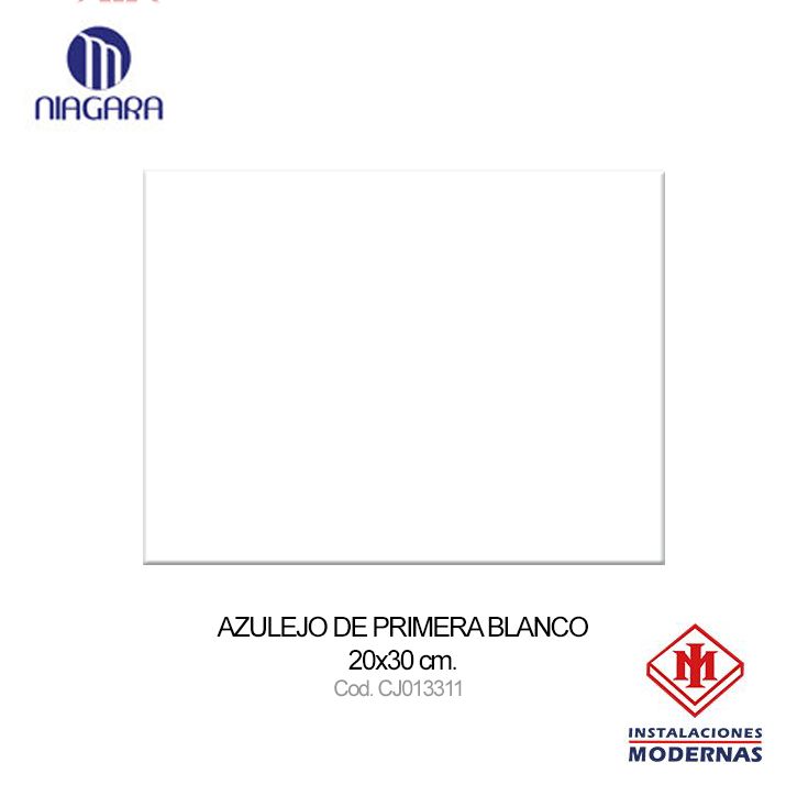 Azulejo blanco 20x30 marca Niagara
