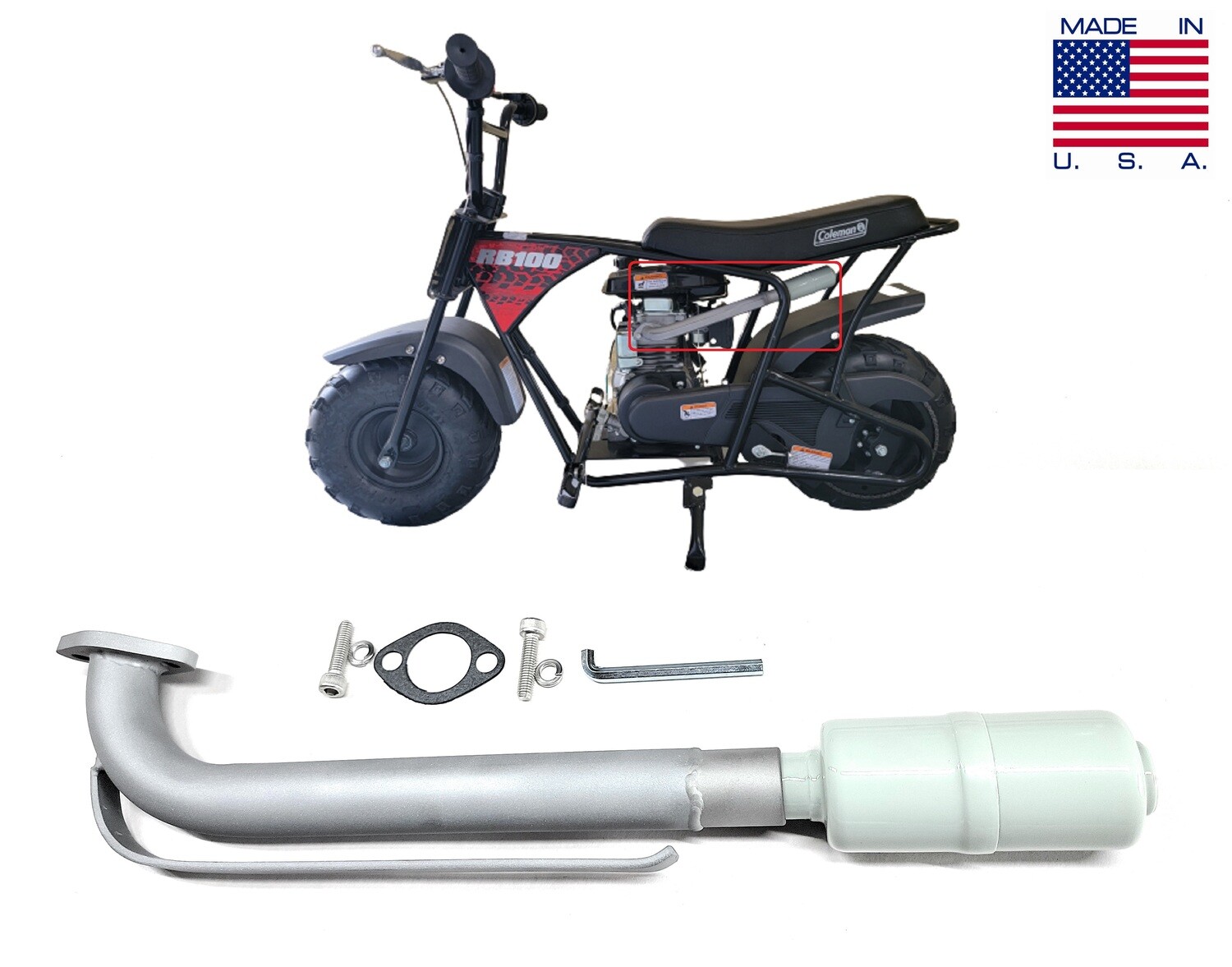 Exhaust Muffler for Coleman RB100, Realtree RT100, Mega moto MM-B105-RB ...