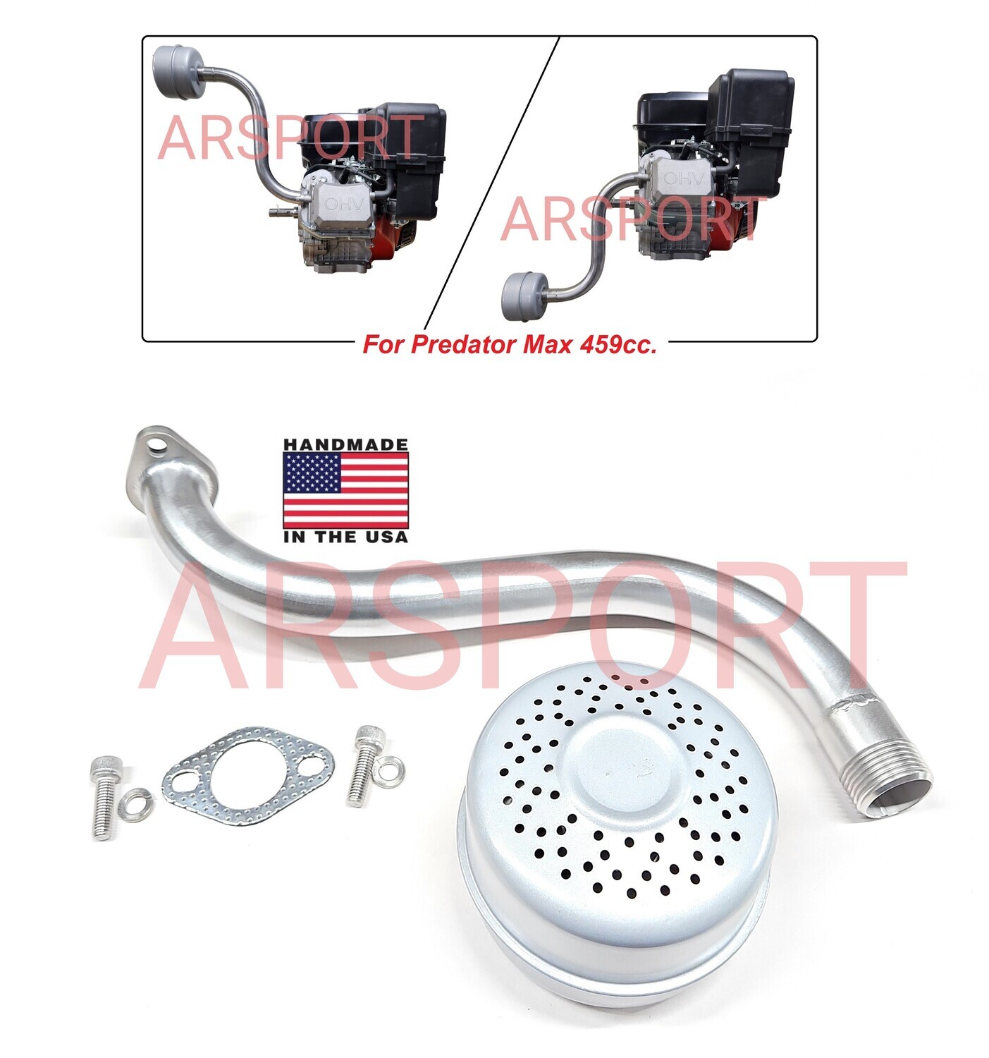 Exhaust muffler for mud Boat / Surface drive for Predator Max 459cc ...