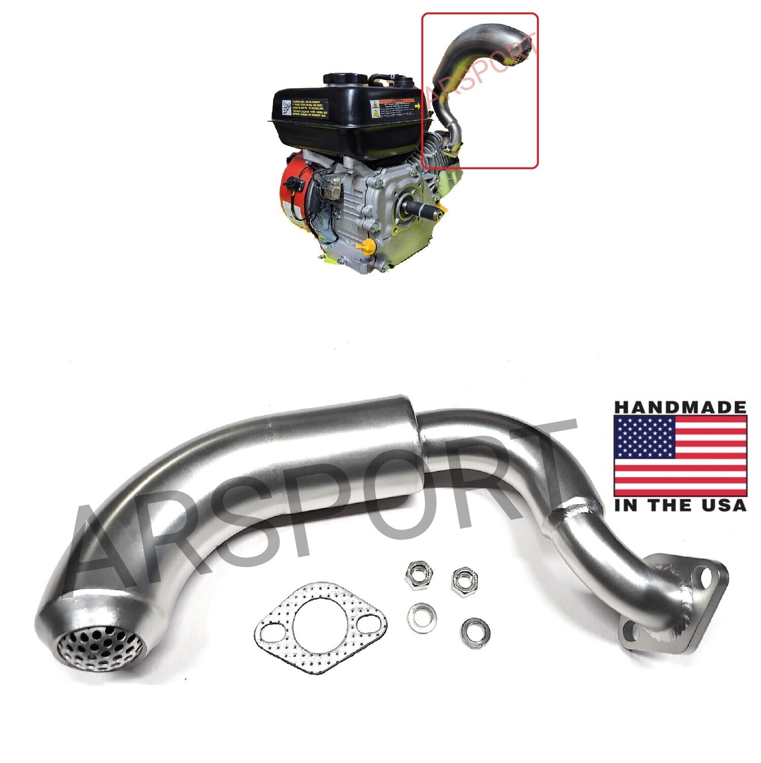 Stainless Muffler for Surface drive mud motor for Honda GX160 & GX200 ...