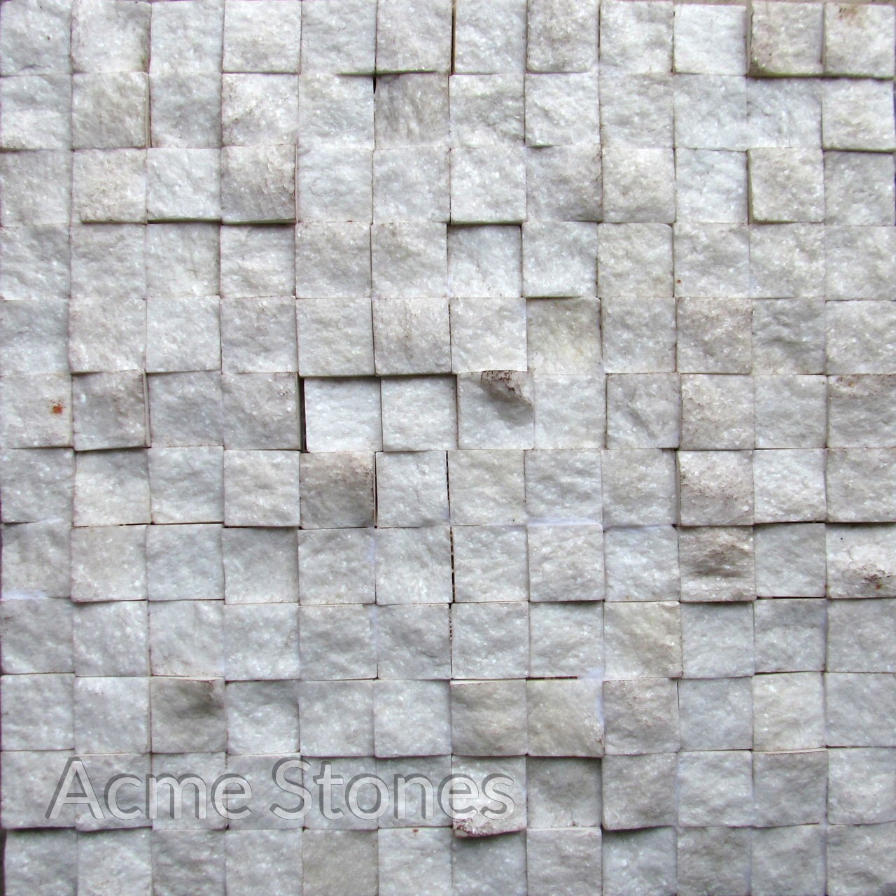 White Marble Split Face 25x25mm - Stone Tiles | - Acme Stones