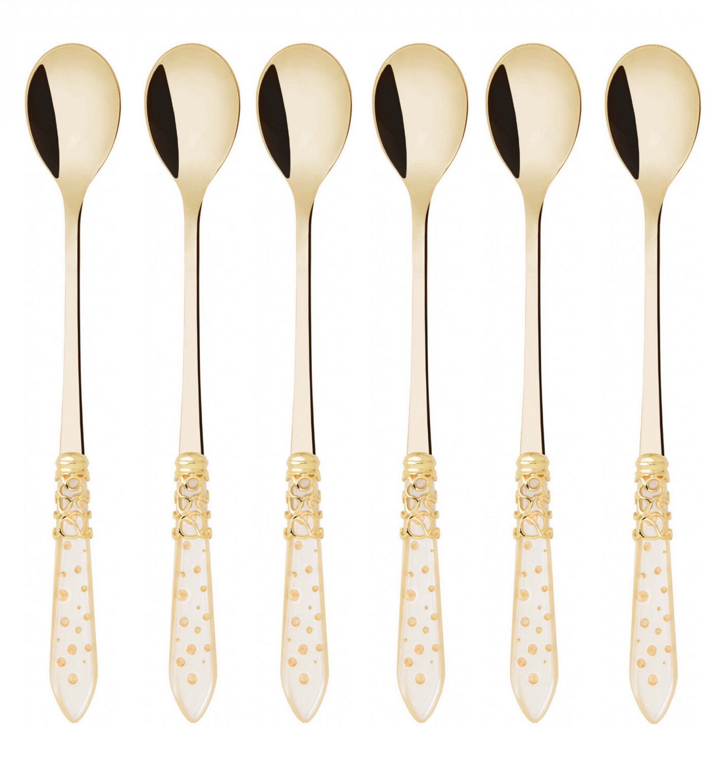 Melodia Galleria Gold PVD Ice Tea Spoons Set ivory