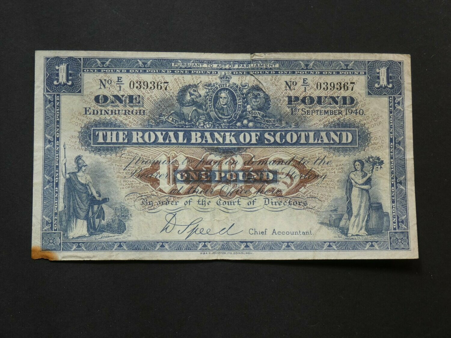Royal Bank of Scotland, 1 Pound, 1st September 1940