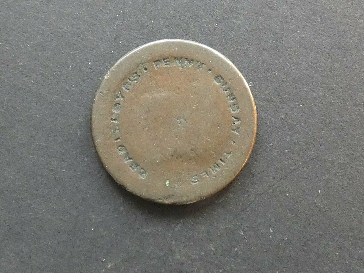 Countermarked, LLOYD'S PENNY SUNDAY TIMES. on Penny, 1797