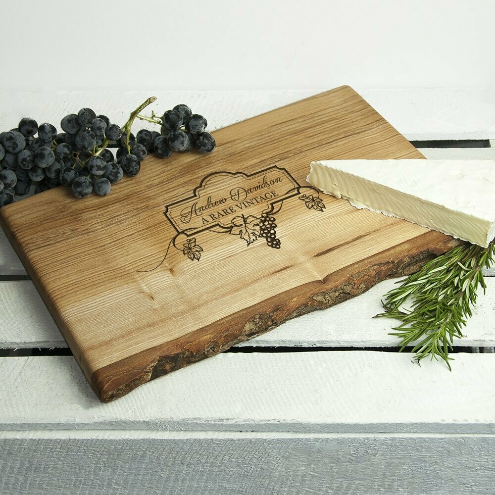 PERSONALISED WINE AND CHEESE RUSTIC WOOD PLATTER